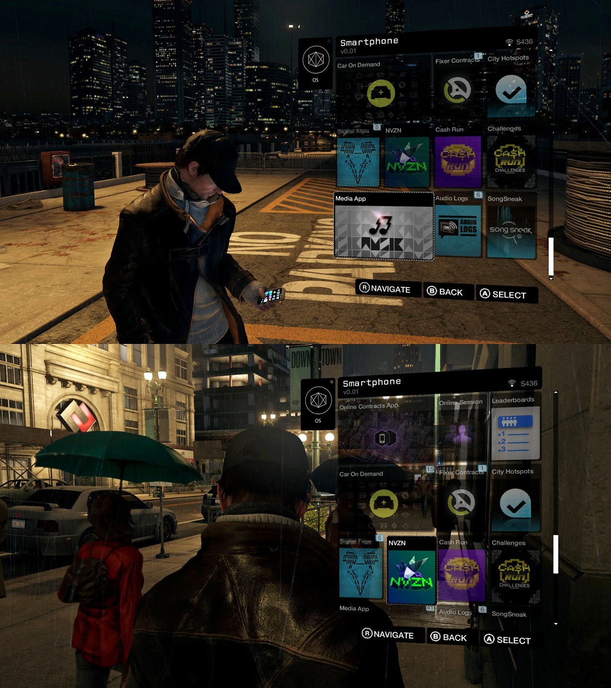 Watch Dogs : l'interface du smartphone