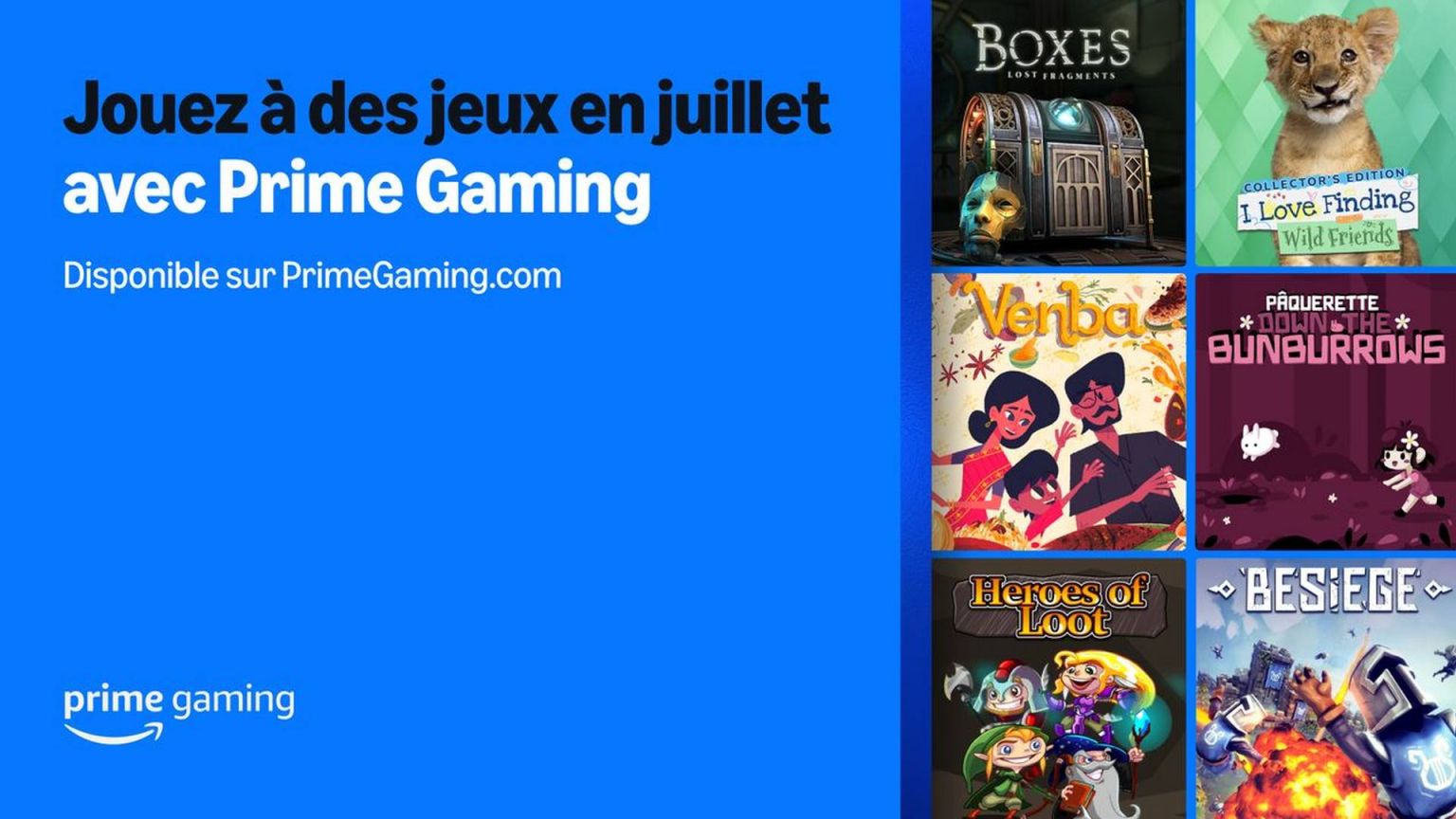 Amazon Prime Gaming : voici les 13 jeux offerts en juillet